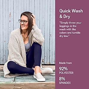 SATINA High Waisted Navy Blue Leggings for Women - Soft, Stretchy Leggings with Side Pockets - Full Length Yoga Pants for Women - Tummy Control and Buttery Soft Fabric for All-Day Comfort - One Size