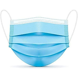 [50 Masks] Disposable Face Mask, 3-Ply Adult Masks, Single Use Facial Cover with Elastic Earloops For Home, Office, School, and Outdoors