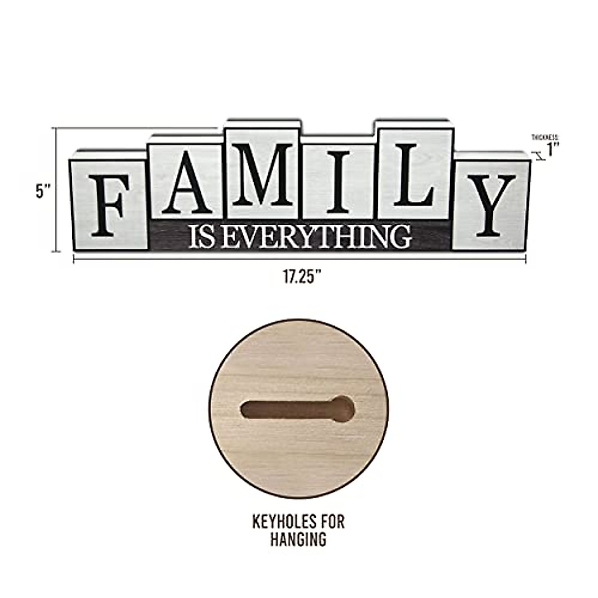 Hanging or Standing Family is Everything Wall Sign or Shelf Sign - Family Sign, Family Signs for Home Decor Wall, Family Decor, Christian Family Wall Decor for Living Room, Family Wall Art - White