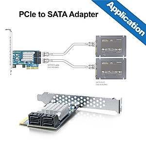 10Gtek PCIe SATA Card 4 Port with 4 SATA Cables and Low Profile Bracket, 6Gbps SATA3.0 Controller PCI Express Expansion Card, X4, Support 4 SATA 3.0 Devices