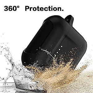 Alquar Case Cover for Skullcandy Indy EVO, Anti-Lost/Shockproof/Waterproof/LED Visible, Skullcandy Indy Evo True Wireless in-Ear Earbud Silicone Case Cover with Keychain -Black