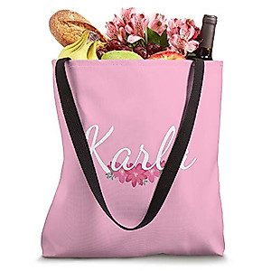 Custom Karla Gift Personalized Name Flowers Floral Pink Tote Bag