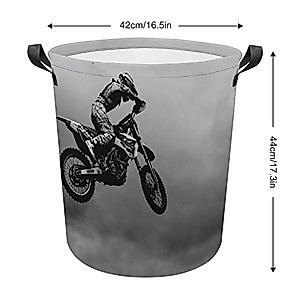 Motocross Motorcycle Laundry Basket Extreme Sports Outdoor Laundry Basket with Handle Waterproof Laundry Hampers Foldable Laundry Bags Dirty Clothes Toys Storage Bag One Size