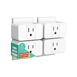 Meross Wi-Fi Smart Plug Mini, 15 Amp & Reliable Wi-Fi Connection, Support Alexa, Google Assistant, Remote Control, Timer, Occupies Only One Socket, 2.4G WiFi Only, 4 Pack