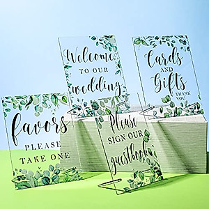 Set of 4 Acrylic Wedding Signs Wedding Reception Decorations with Stand Clear Table Decoration Signs with Holder for Ceremony Event Party Display Entrance Card Sign Table Centerpiece Decor 7 x 9 Inch