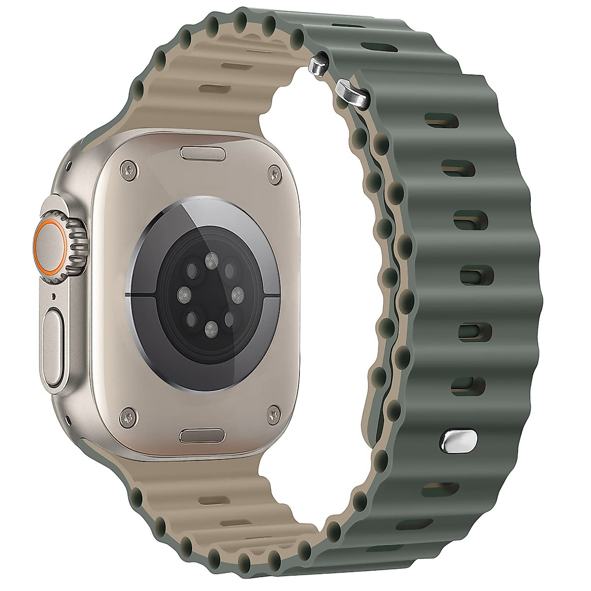 Anlinser Bands Compatible with Apple Watch Band 49mm 45mm 44mm 42mm, Adjustable Sport Loop Designed for Apple Watch Ultra 2/Ultra SE Series 9 8 7 6 5 4 3 (Gray Green/Khaki)