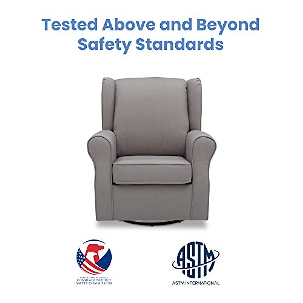 Delta Children Reston Nursery Glider Swivel Rocker Chair, French Grey