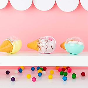 Hammont Ice Cream Shaped Acrylic Candy Boxes - 12 Pack - 2.36"x4.33" - Perfect for Weddings, Birthdays, Party Favors and Gifts | Designer Cute Clear Lucite Plastic Treat Containers