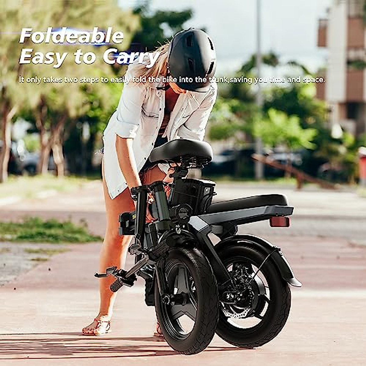 SOHAMO A3 Electric Bike for Adult, 48V 16AH 400W Brushless Motor with 22mph, Multi-Shock Absorption Adult Electric Bicycles City Commuter, Picnic，Folding Ebike for Women, Teens, Men…