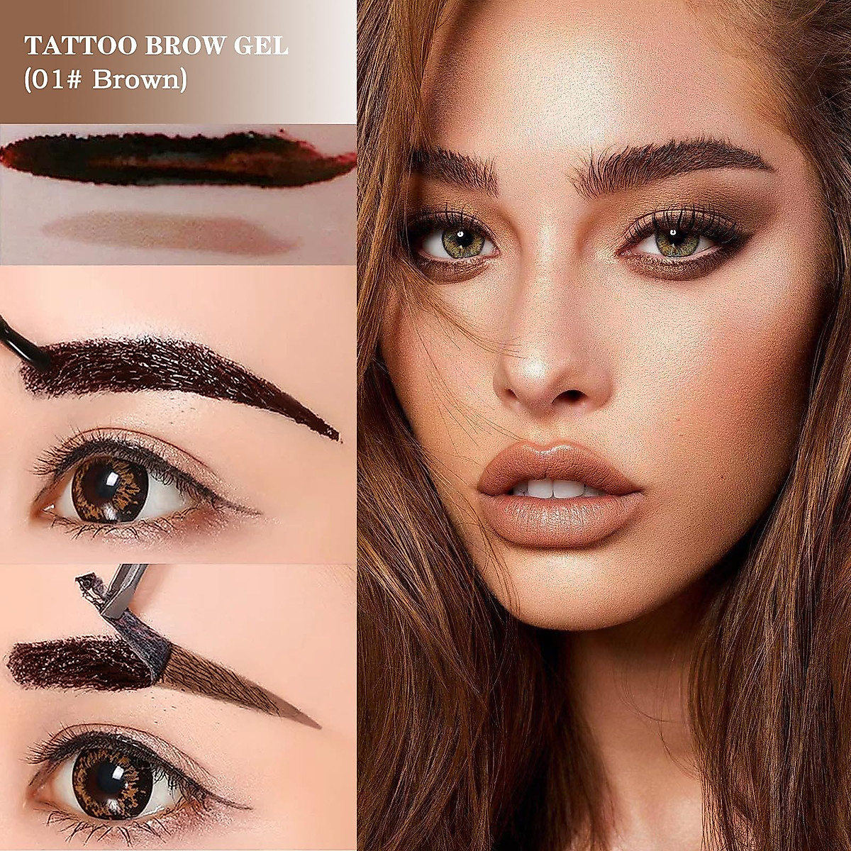 LOKFAR 2 Pcs Natural Eye-Brow Gel Long-Lasting Waterproof Peel Off Tattoo Brow Makeup, For All Types of Eyebrows (Brown)