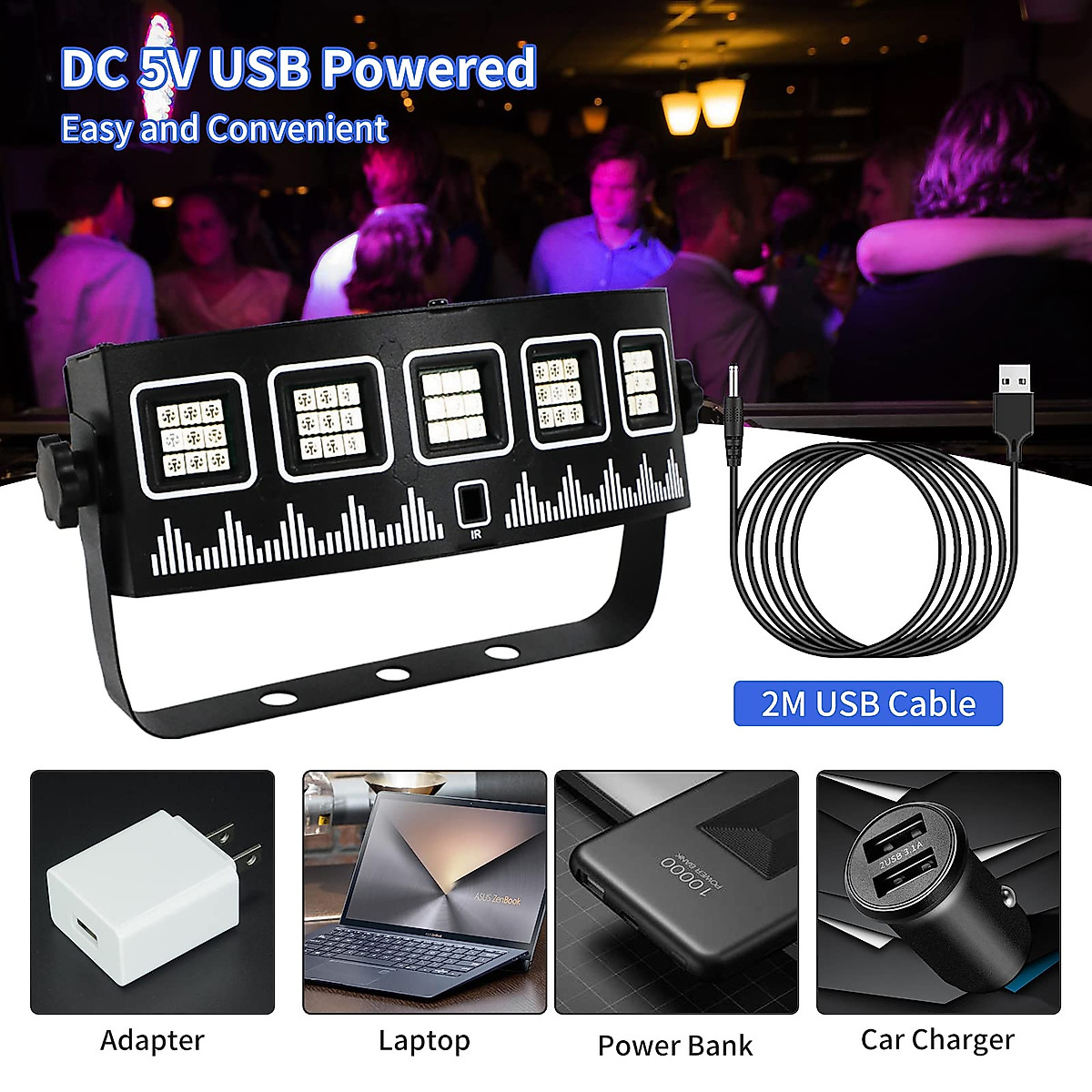YSH Strobe Light with Remote for Parties,USB Powered Sound Activated&Speed Control &Timing Flashing Lights,45 Super Bright RGB LEDs Stage Lighting for Room Dance Party DJ Karaoke Xmas Wedding Show