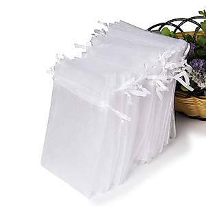 Hopttreely White Sheer Organza Gift Bags, 4x4.72 Pouches Candy Jewelry Wedding Party Favor Present Bags Wrapping Supplies50PCS