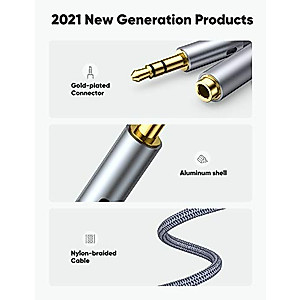 oldboytech 2 Pack Headphone Extension Cable, 3.5mm Extension [6.6ft/2M, Hi-Fi] Nylon-Braided Male to Female AUX Extension Cord Compatible with iPad iPod Speaker Smartphone Tablets & More