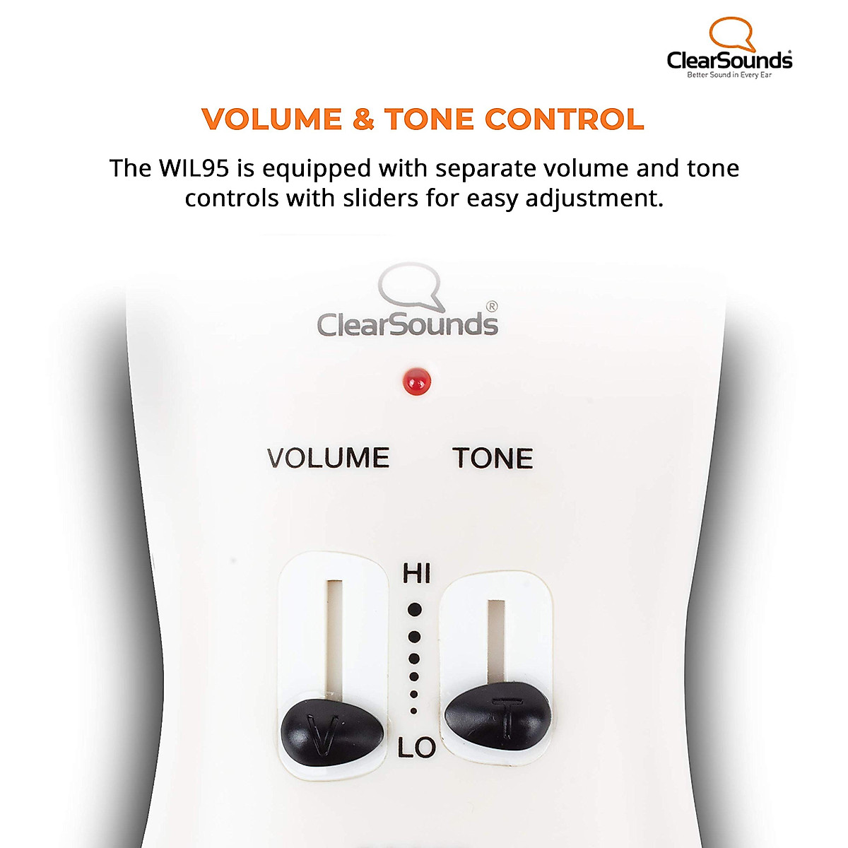 ClearSounds WIL95 UltraClear Portable Telephone Amplifier for Corded Digital and VoIP Phones with Up to 40dB Amplification, AC Powered (White)