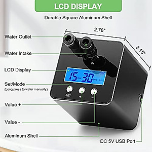 Alldeer Reptile Humidifier, Misting System for Reptile Terrariums, Automatic Reptile Mister with Timer, Adjustable 360° Spray Nozzles, LCD Display, Aluminum Shell, for Chameleon Reptiles