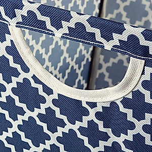 DII Collapsible Polyester Storage Bin, Trapezoid Lattice, Nautical Blue, Medium