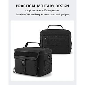 Insulated Lunch Bag for Men, Tactical Men Lunch Box Leakproof Meal Prep Lunch Cooler Bag with Shoulder Strap, Water Resistant MOLLE Reusable Adult Large Lunch Bags for Work Office Travel, Black