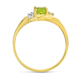 Direct-Jewelry 10k Yellow Gold Oval Peridot And Diamond Ring (Size 7)