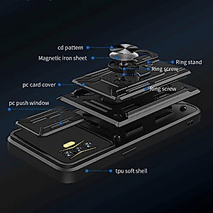 Ysnzaq Camera Protection Case for Xiaomi Poco F4 GT/Redmi K50 Gaming, Magnetic Car Mount with Independent Card Slot Slim Shockproof Cover for Xiaomi Poco F4 GT/Redmi K50 Gaming LJ Black
