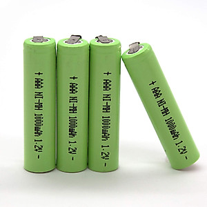 YUTSUJO (4-Pack) 1.2V Ni-MH AAA 600mAh Rechargeable Battery w/Tabs Compatible with Electric Razors Toothbrushe High Power Static Applications (Telecoms UPS and Smart Grid) Electric Moped Waterpik