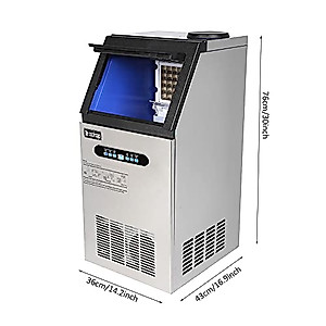 JMPTUFMT ZOKOP ZK-150 120V 495W 150lbs/68kg/24h Ice Maker Stainless Steel Transparent Frosted Lid/Display/5 * 9 Aluminum Ice Tray Commercial Silver