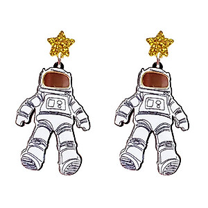 CutieJewelry Womens Teens Teenagers Astronaut Astro Cartoon Novelty Science Space Star Space Dangle Earrings (Astronaut)