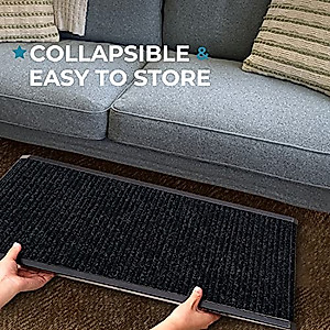 SweetBin 18" Tall Adjustable Pet Ramp - Small Dog Use Only - Wooden Folding Portable Dog & Cat Ramp Perfect for Couch or Bed with Non Slip Carpet Surface - 4 Levels Height Adjustable Up to 90Lbs