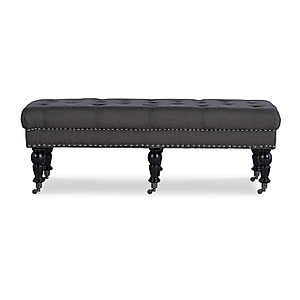Linon Isabelle Bed Bench, 62-Inch, Black Finish