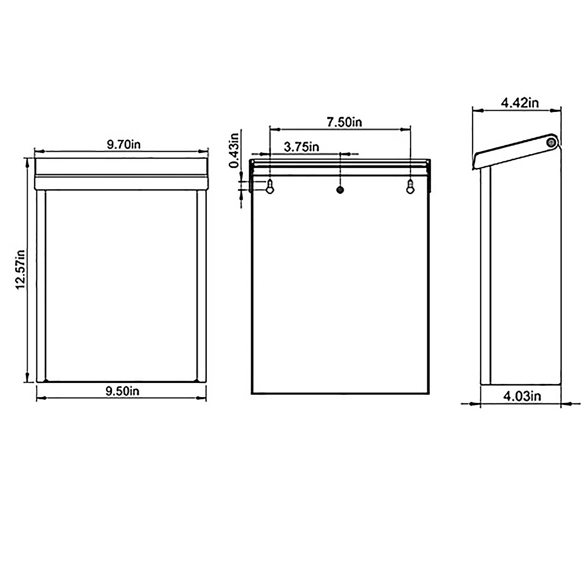 Architectural Mailboxes Designer Galvanized Steel, Locking Wall Mount Mailbox, Black with Satin Nickel