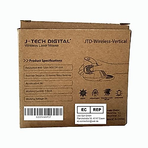 J-Tech Digital Scroll Endurance Mouse Ergonomic Vertical USB Mouse with Adjustable Sensitivity (600/1000/1600 DPI), Removable Palm Rest & Thumb Buttons - Reduces Hand/Wrist Pain (Style 1)