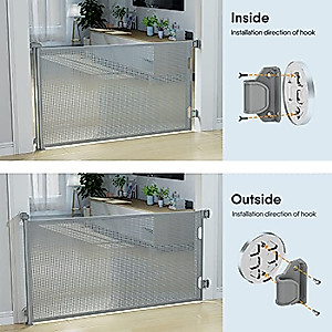 Punch-Free Retractable Baby Gates, BabyBond 33 * 71 inches Extra Wide Baby Gate for Stairs Suitable for Kids or Pets Indoor and Outdoor Dog Gates for Doorways, Stairs, Hallways, Grey