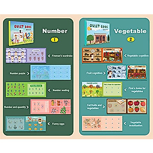 MIKNEKE 4 Pack DIY Quiet Book for Toddlers, Montessori Busy Book for Kids to Develop Learning Skills, Animal Vehicle Number Fruit Preschool Learning Activities Learning & Education Toys