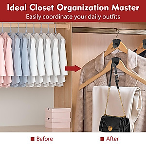 Latoxcaa Hangers Space Saving 30Pcs, Upgrade 40Lb(Max) Heavy Duty Hanger Hooks Space Saver, Space Saving Hangers for Clothes Hanger Connector Hooks, Plastic Clothes Hanger for Closet Organizer, Black