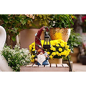 Pohabery Gnome Garden Decor Statue Solar Gnomes Decorations for Yard with Lantern Light Outdoor Decorations for Patio Mom Gift