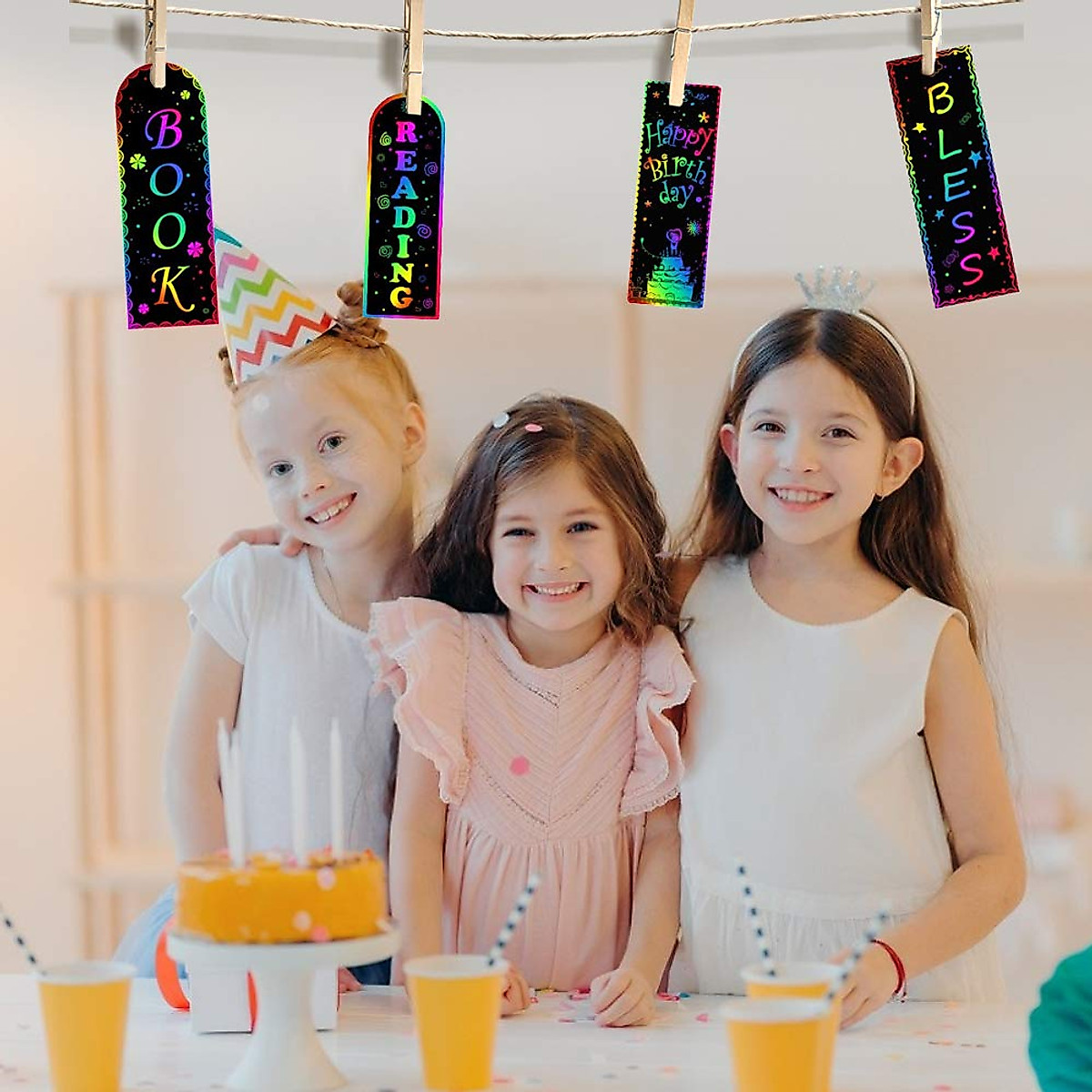 Nobranded Scratch Art Paper Set for Kids, 88 Pcs Rainbow Magic Scratch Off Paper of Various Shapes Suitable for Kids Crafts Arts Supplies Kits, Fantastic Christmas Birthday Party Favor Gift