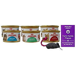 Royal Canin Slices in Gravy Cat Food 3 Flavor 6 Can Sampler, (2) Each: Urinary Care, Adult Instinctive, Digest Sensitive (3 Ounces) - Plus Catnip Toy and Fun Facts Booklet Bundle