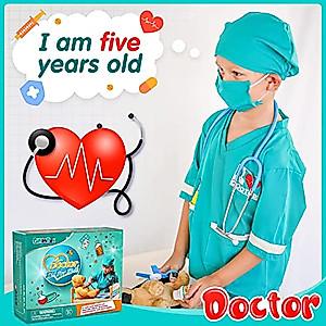 GIFTINBOX Doctor Kit for Kids, Doctor Playset for Kids, Girls and Boys, Medical Kit for Kids with Real Stethoscope, Doctor Role Play Costumes Pretend Dress Up Set for Kids Age 3-8