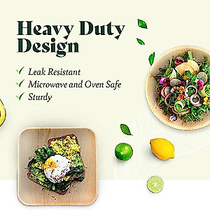 Chic Leaf Disposable Palm Leaf Trays Like Rectangle Bamboo Serving Tray 12"x8" (20 pk) - All Natural and 100% Compostable Party Trays for Charcuterie Boards, Catering, Wedding, Party