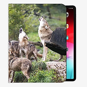 Wugao Wugao Case for 2021 iPad Pro 12.9 inch Gen 5-Slim Protective Case Sleep/Wake Cover,Animals Wolf A039 Auto Wake/Sleep Cover