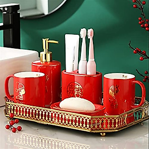 CZDYUF Toothbrush Set Couple Home Bathroom Mouthwash Cup Newly Married Bathroom Wash Set Ceramic