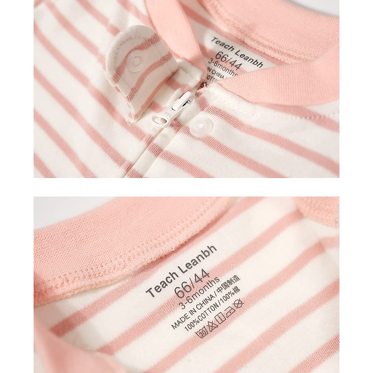 Teach Leanbh Baby Boys Girls 3 Pack Footless Pajamas Cotton Long Sleeve 2 Way Zipper Romper Sleep and Play (as1, age, 3_months, 6_months, Baby, Purple/Flower, 3-6 Months)