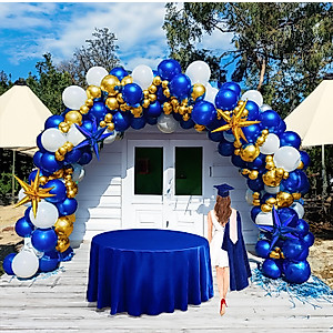 yeewaka royal blue and gold balloon garland arch kit 160pcs with Gold Blue White and Diy star burst balloons for for Boy Baby shower Men birthday 2024 Graduation Ceremony decorations