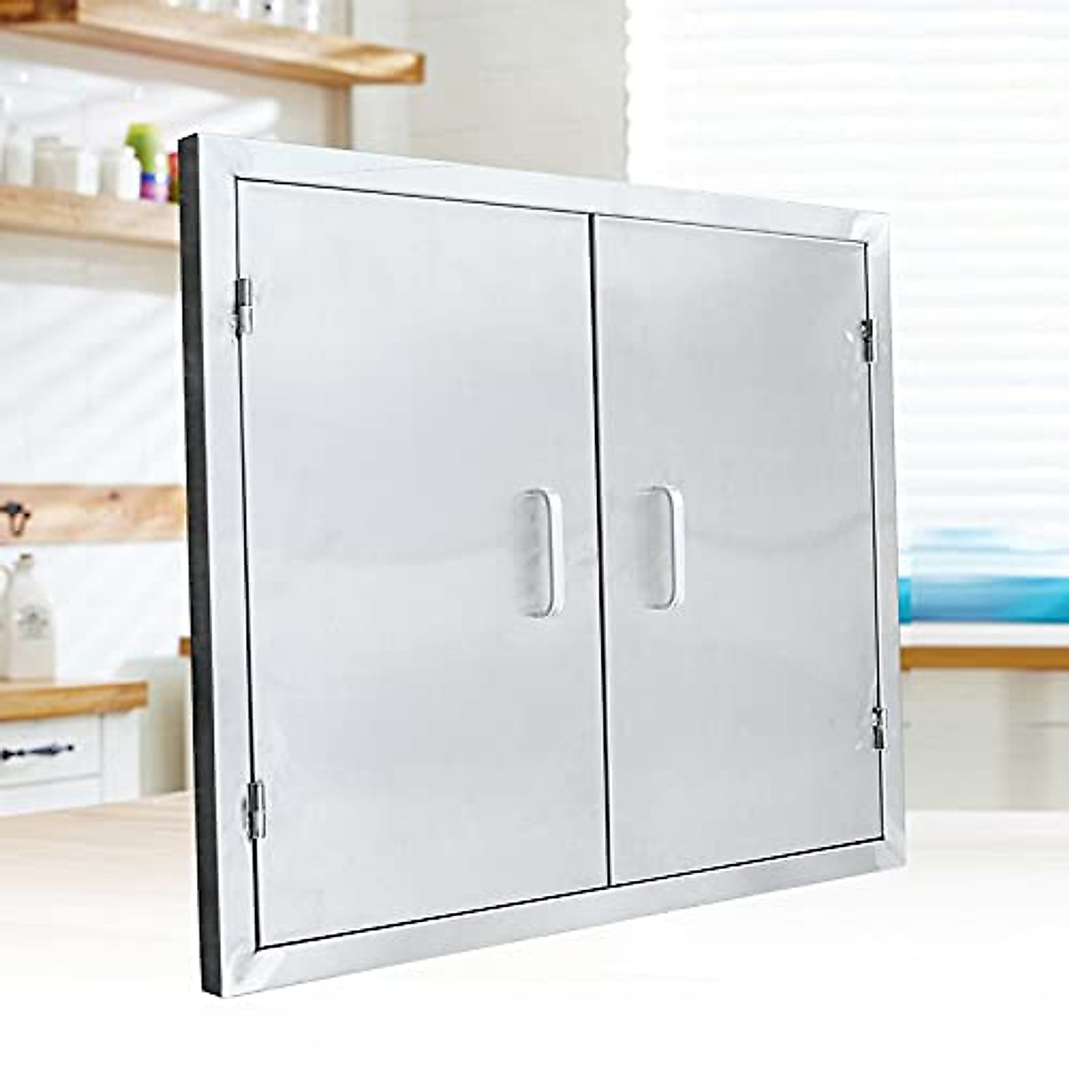 Outdoor Kitchen Door 28"x24" BBQ Double Doors Outdoor Oven Kitchen Stainless Steel Access Door