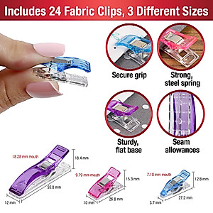 SINGER Quilting Tool Kit with 24-Count Fabric Clips, 24-Inch Folding Ruler, and 45mm Rotary Cutter - Quilting Supplies for Patternmaking, Sewing, Fabric Work