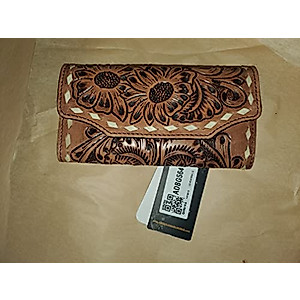 American Darling Wallet 4x8 inch Hand Carved Leather Purse for Womens Western Clutch Cow Girls