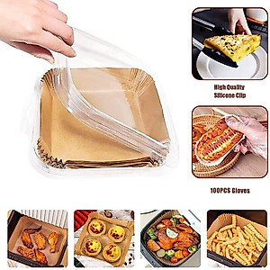 Air Fryer Disposable Liners Square - 8 Inch Air Fryer Disposable Baking Paper Roasting Microwave Food Grade Baking Fryer Disposable Paper 100 Pcs Disposable Plate Brown