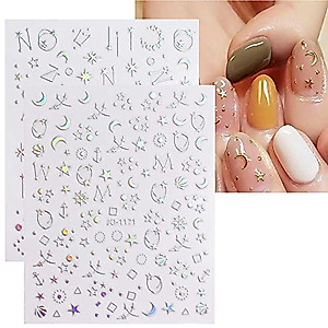 9 Sheets Aurora Holographic Nail Art Stickers Decals Self-Adhesive Pegatinas Uñas Stars Moon Glitter Nail Supplies Nail Art Design Decoration Accessories
