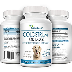 Nutrition Strength Pure Bovine Colostrum for Dogs Supplement, Rich in Antibodies to Protect Against Disease, Support for Immune Function, Digestive System, 120 Chewable Tablets
