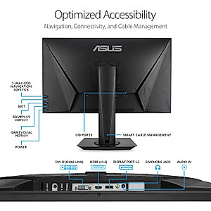 ASUS VG278QR 27” Gaming Monitor, 1080P Full HD, 165Hz (Supports 144Hz), G-SYNC Compatible, 0.5ms, Extreme Low Motion Blur, Eye Care, DisplayPort HDMI DVI (Renewed)