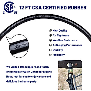 Eazy2hD 7FT RV Quick Connect Propane Hose with Propane Elbow Adapter Fitting RV Quick-Connect Kit, Low Pressure Propane Extension Hose for Blackstone 17"/22" Griddle
